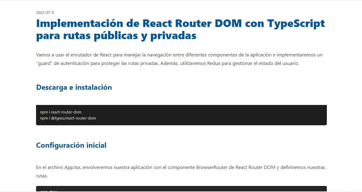 Implementación De React Router Dom Con Typescript Para Rutas Públicas Y Privadas